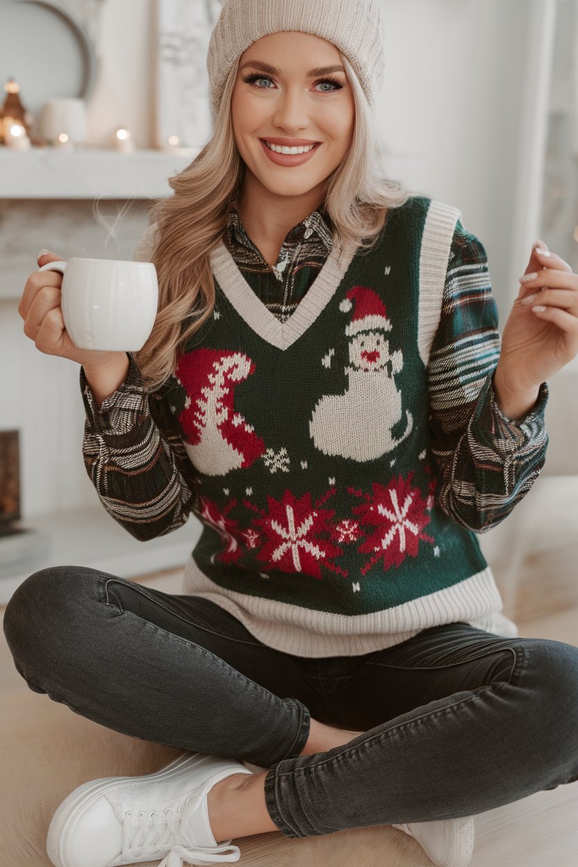 12 Christmas Outfits With a Vest to Inspire Your Holiday Look ...
